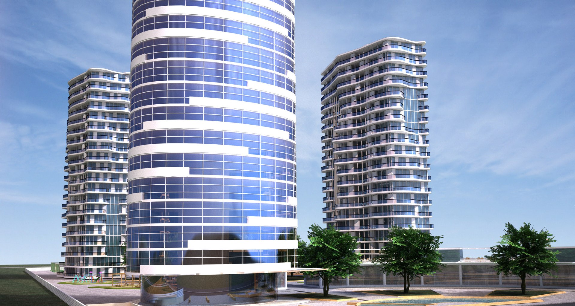 3D Model High-rise Residence Towers - TurboSquid 1459100