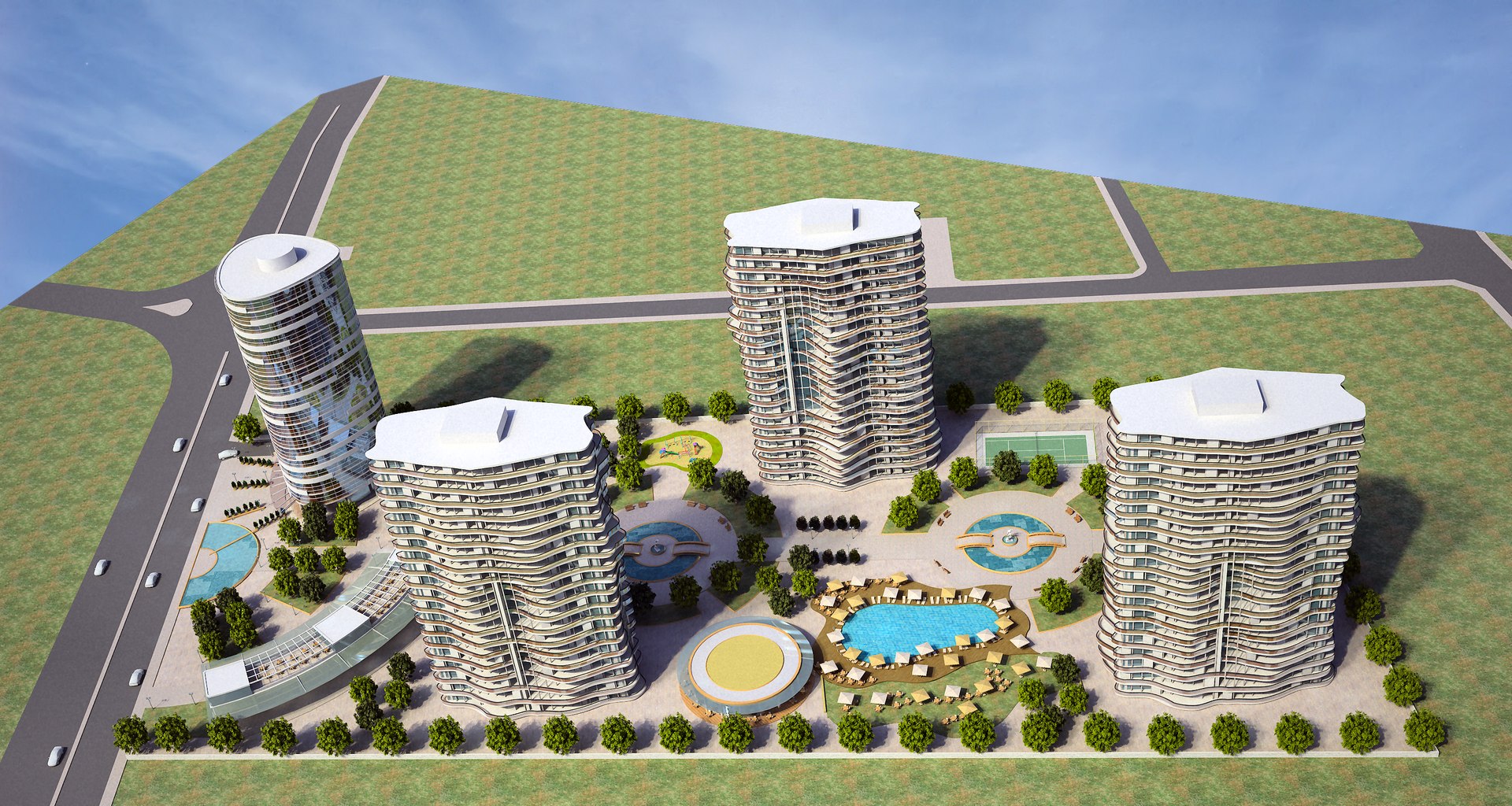 3D model high-rise residence towers - TurboSquid 1459100