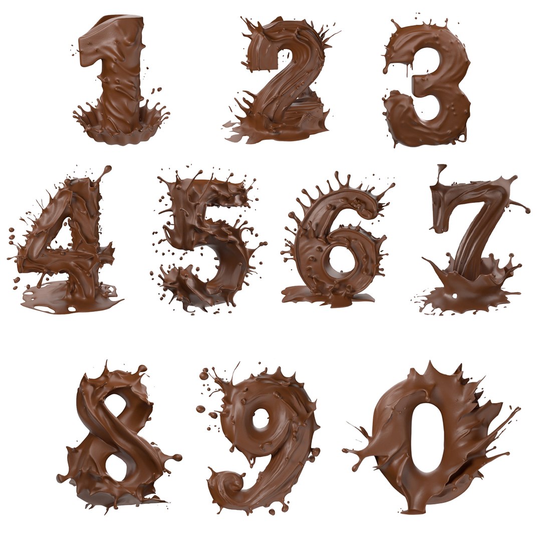 3D Chocolate Numbers 0 To 9 - TurboSquid 2370720