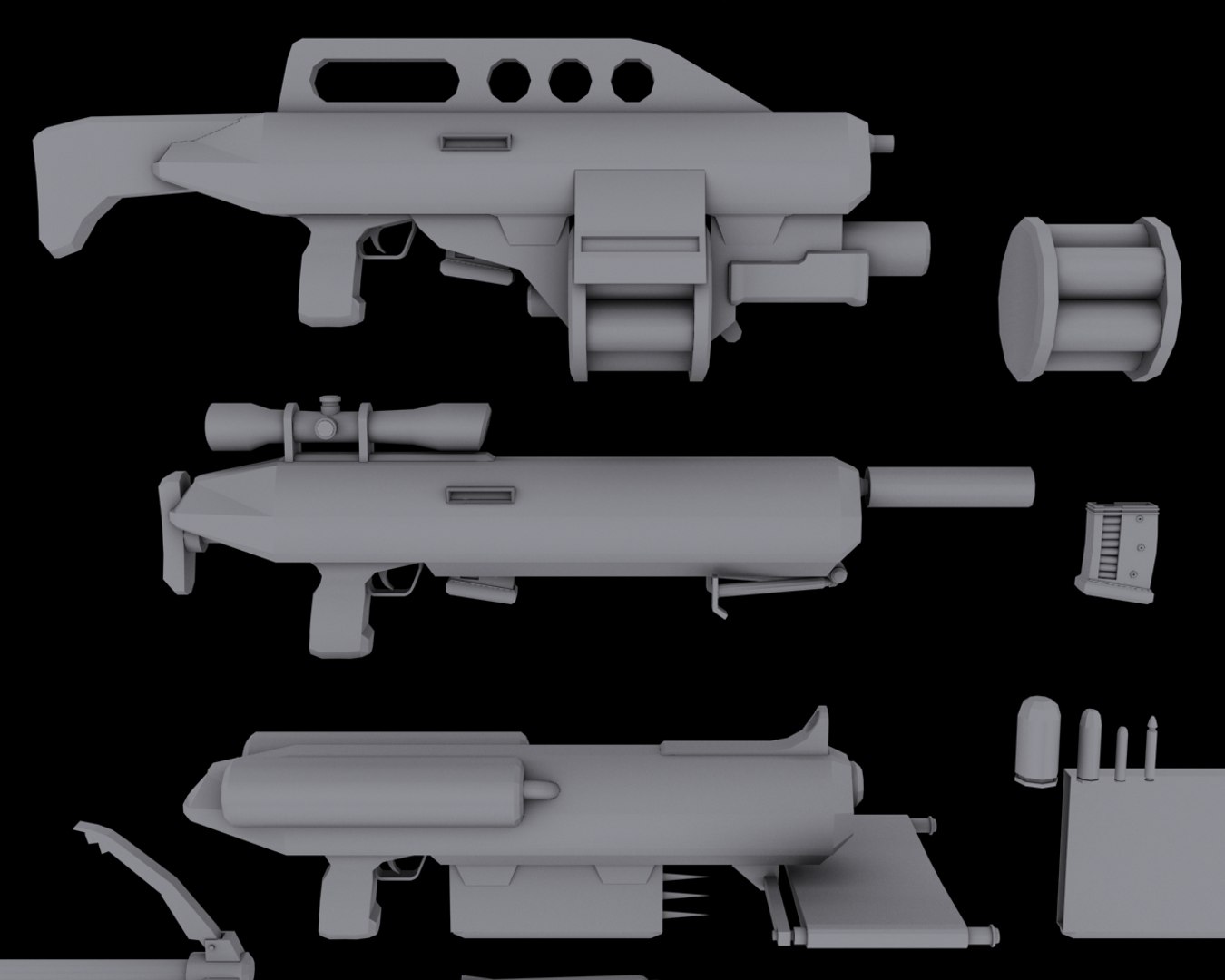 Sci-fi Weapons 3d Model