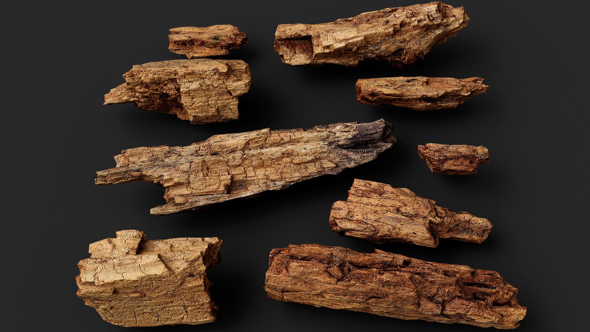 3D Model Wood Dry Chunks Debris Scatter Parts PBR Photogrammetry ...