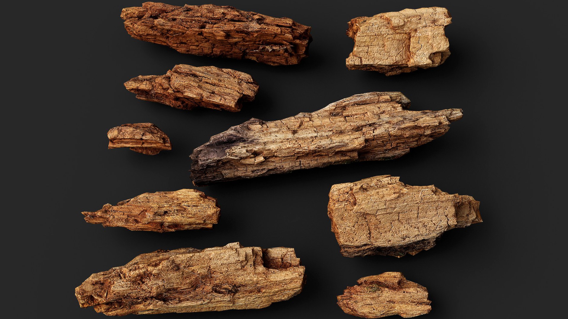 3D Model Wood Dry Chunks Debris Scatter Parts PBR Photogrammetry ...