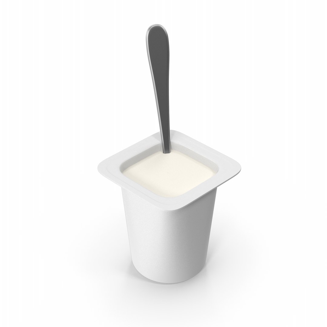 3D Yogurt Cup With Spoon - TurboSquid 2200386
