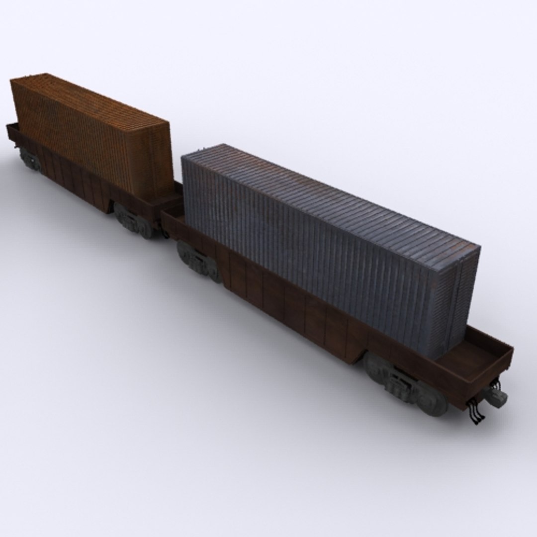 3D railway container carriage model - TurboSquid 1199947
