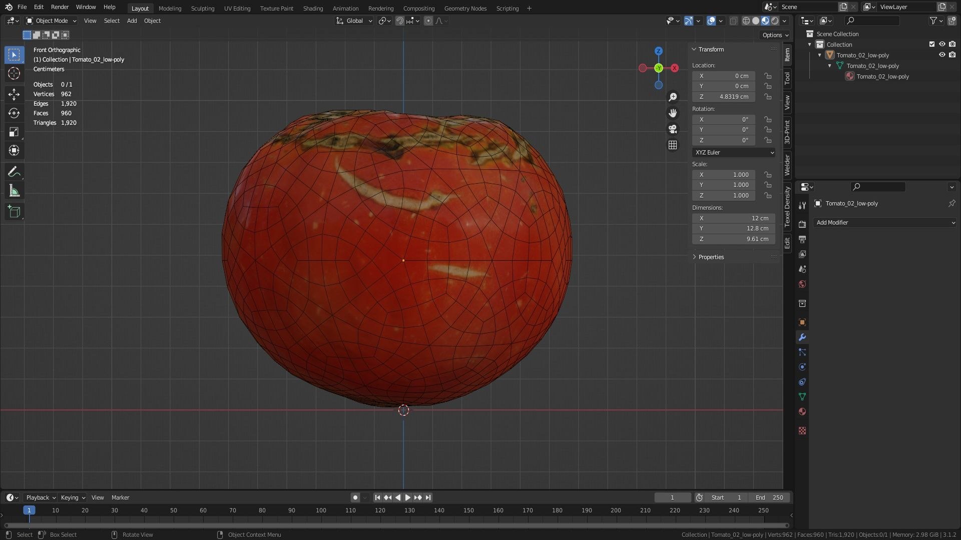 Tomato 02 low-poly 3D model 3D - TurboSquid 1953777