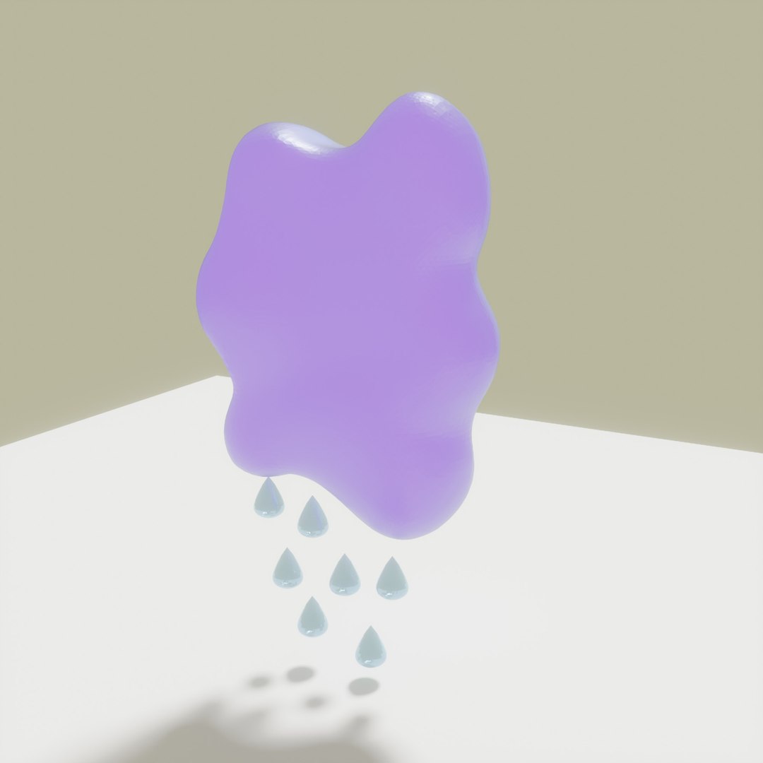 Cartoon Cloud With Drops 3D Model - TurboSquid 2258051