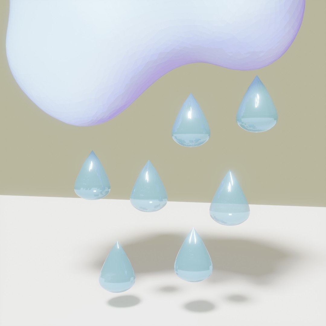 Cartoon Cloud With Drops 3D Model - TurboSquid 2258051