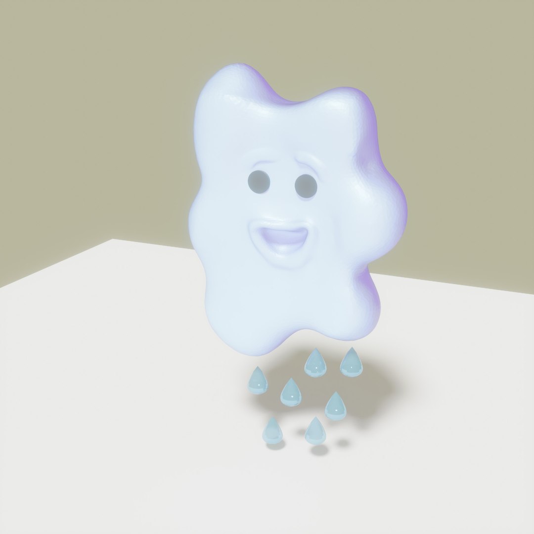 Cartoon Cloud With Drops 3D Model - TurboSquid 2258051