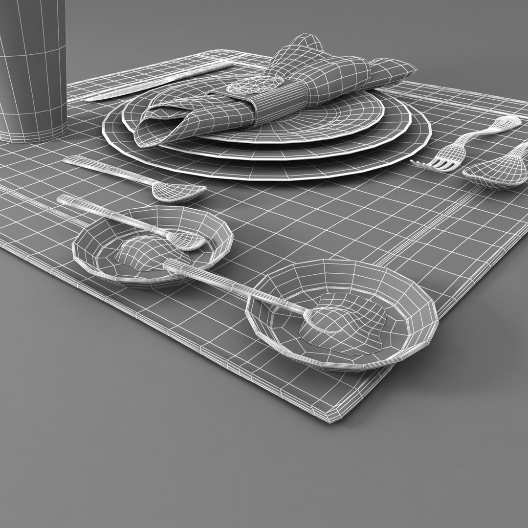3ds max dinnerware table set