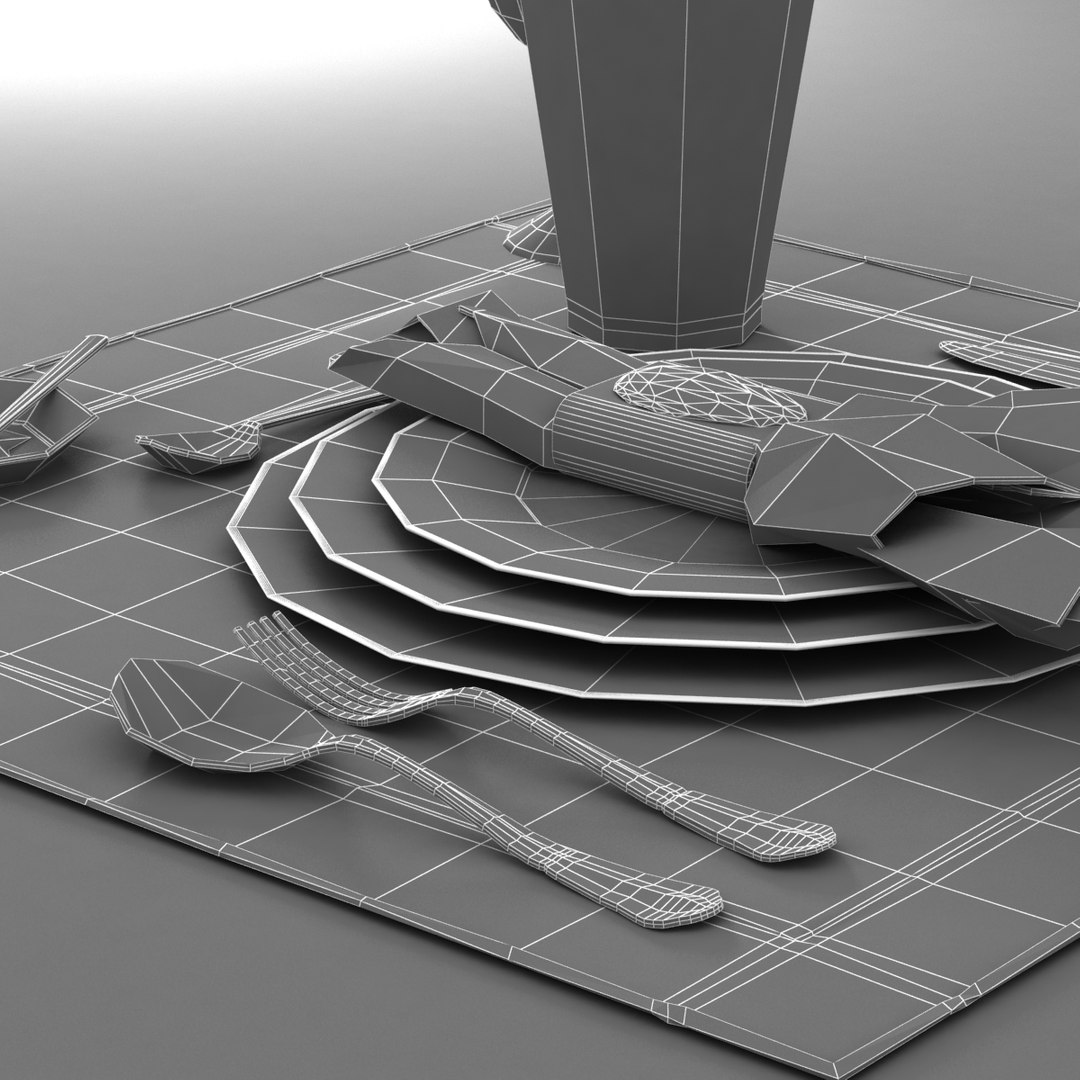 3ds max dinnerware table set