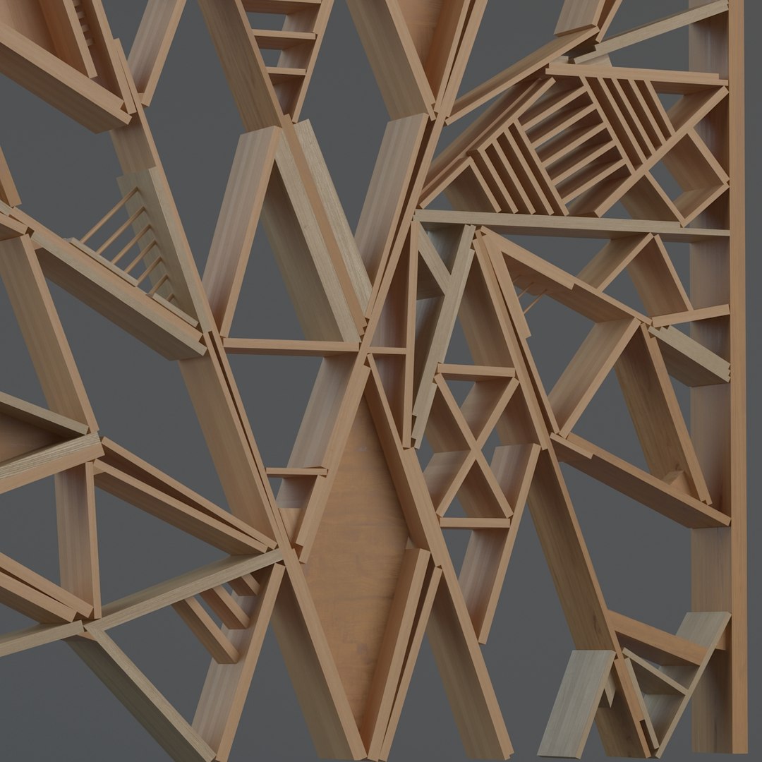 3d model modular wood decor