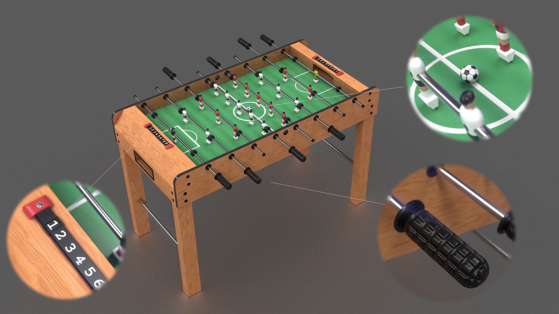 Wooden Football Table 3D Model - TurboSquid 1702643