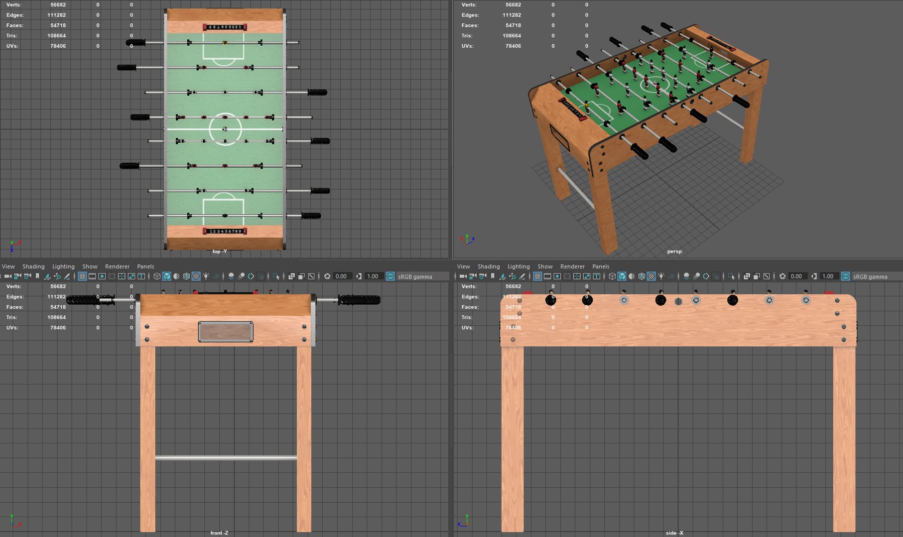 Wooden Football Table 3D Model - TurboSquid 1702643