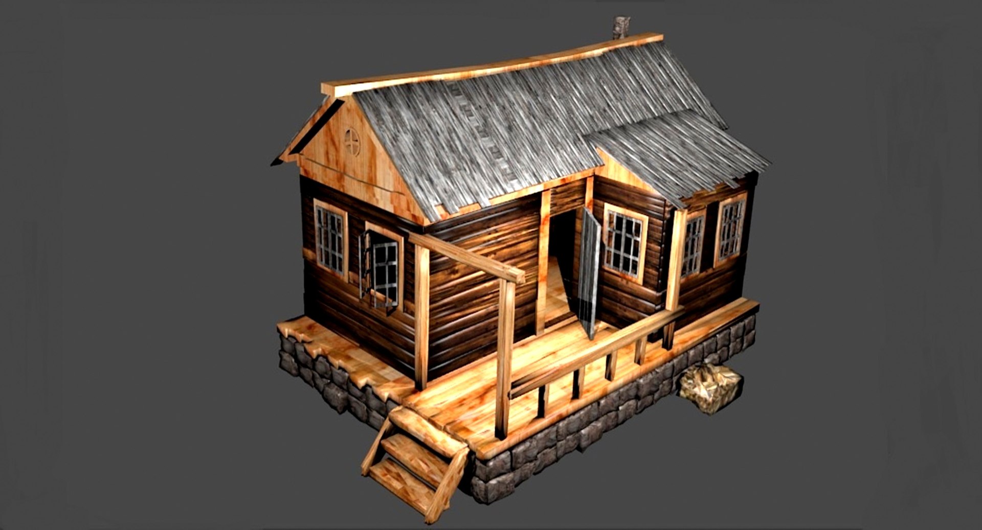 3D Wooden Cabin House Lodge Model - TurboSquid 2155102