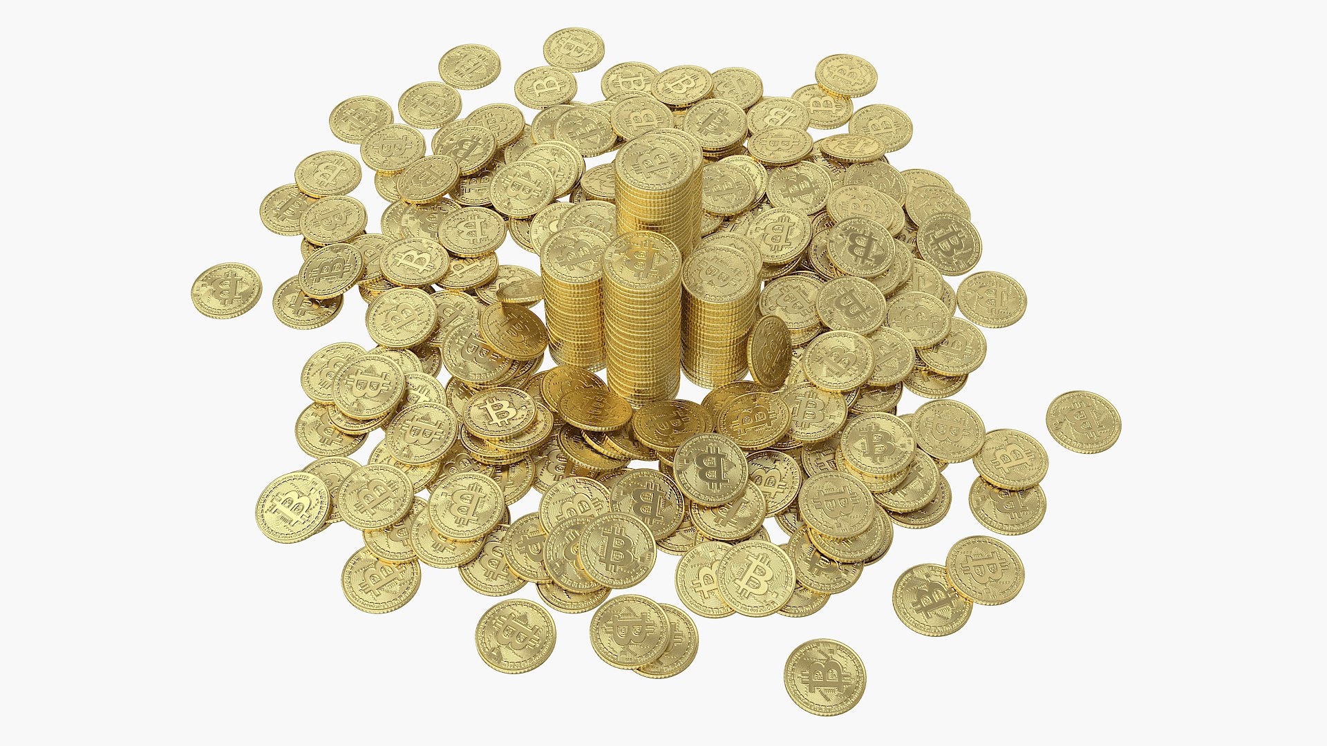 3D Bitcoin Pile - TurboSquid 1641163