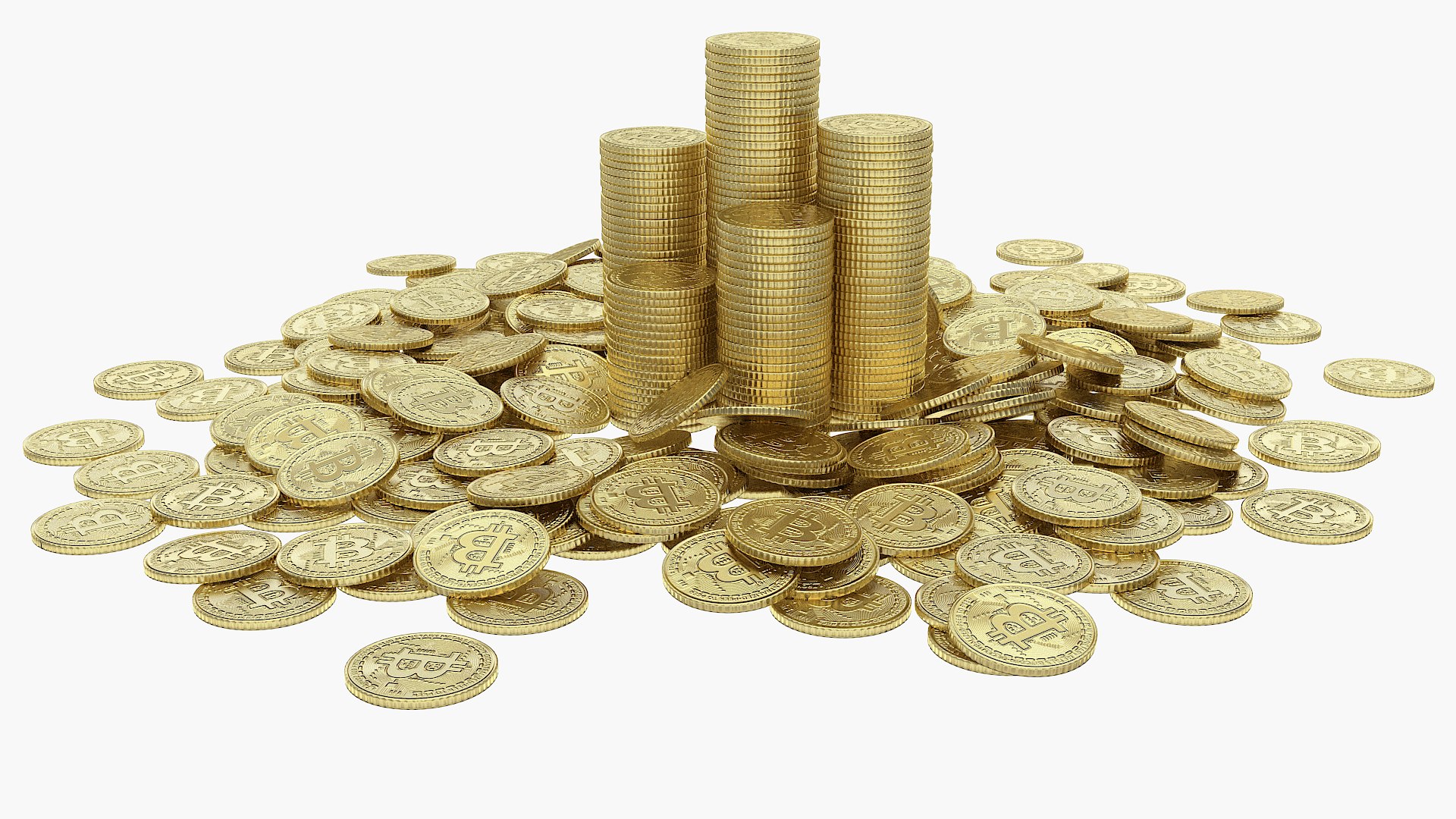 3D Bitcoin Pile - TurboSquid 1641163