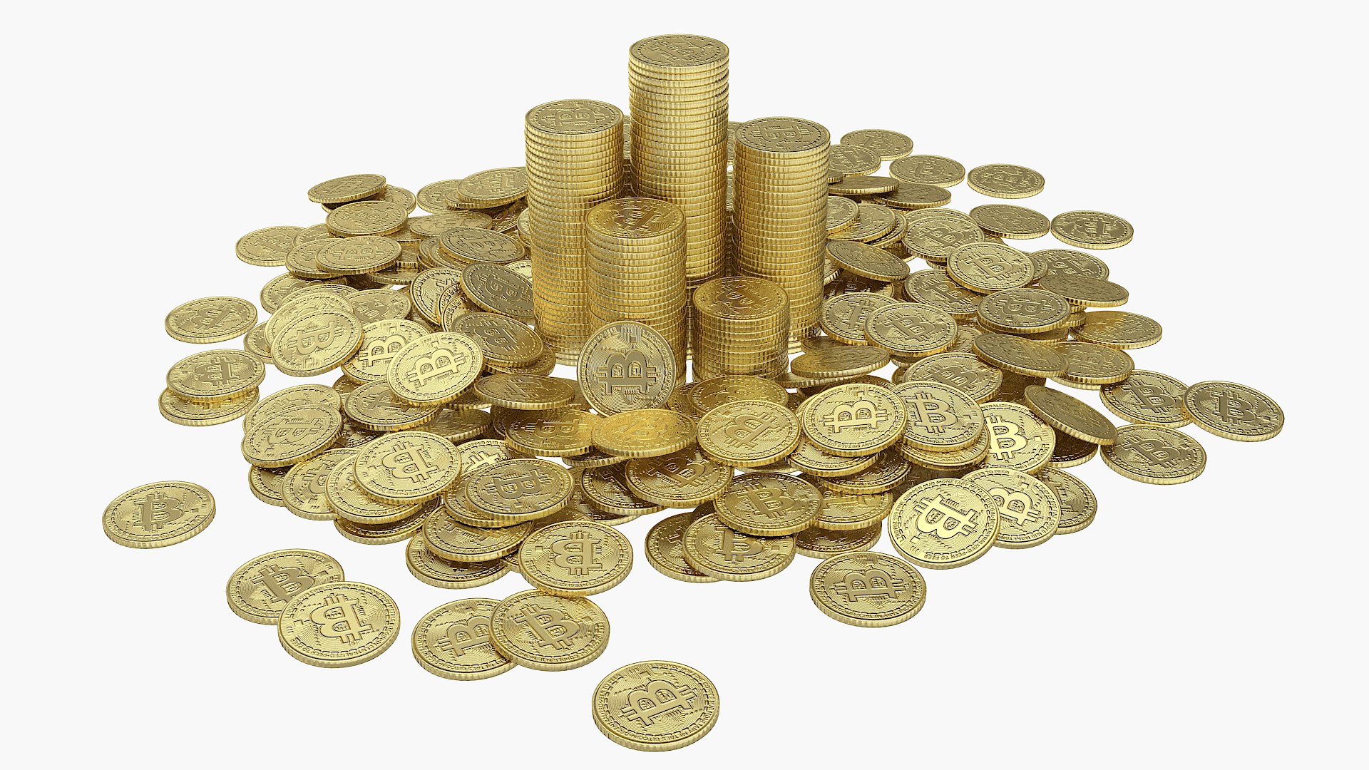 3D Bitcoin Pile - TurboSquid 1641163