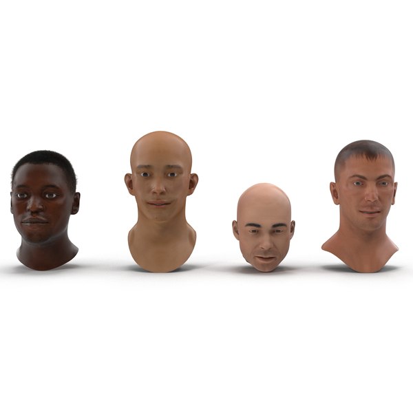 3ds max male rigged heads