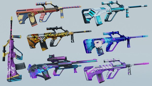 AUG Rifle Game Weapon 7x 3D - TurboSquid 1832576