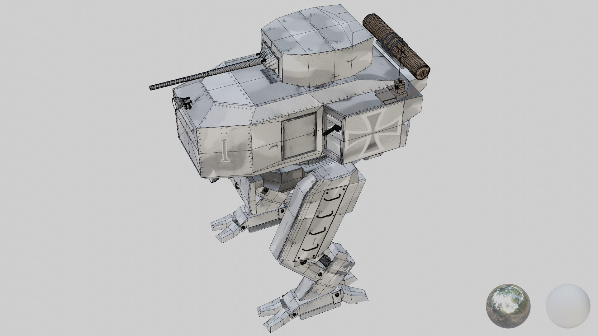 3D Panzer Mech Walker With RIG And LOWPOLY Winter Camo - TurboSquid 1993393