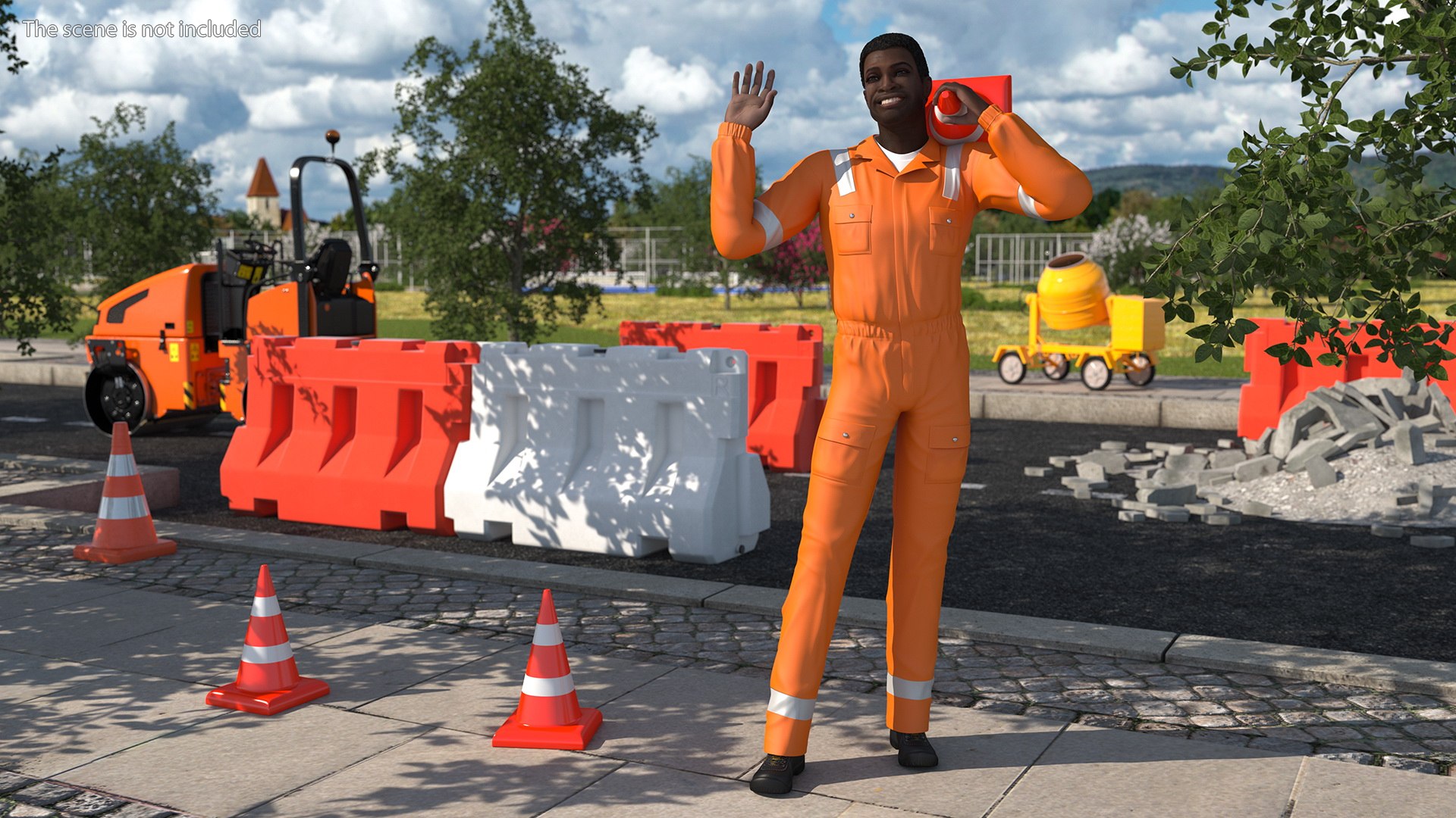 3D African American Road Construction Model - TurboSquid 1702725