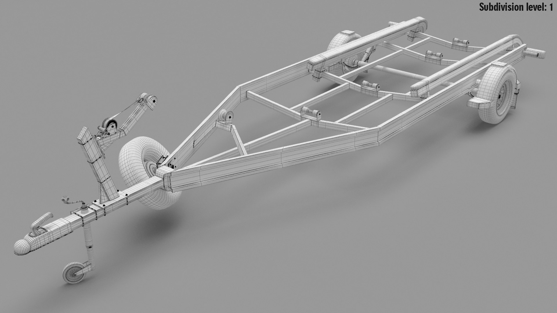 3D boat trailer single axle - TurboSquid 1596929
