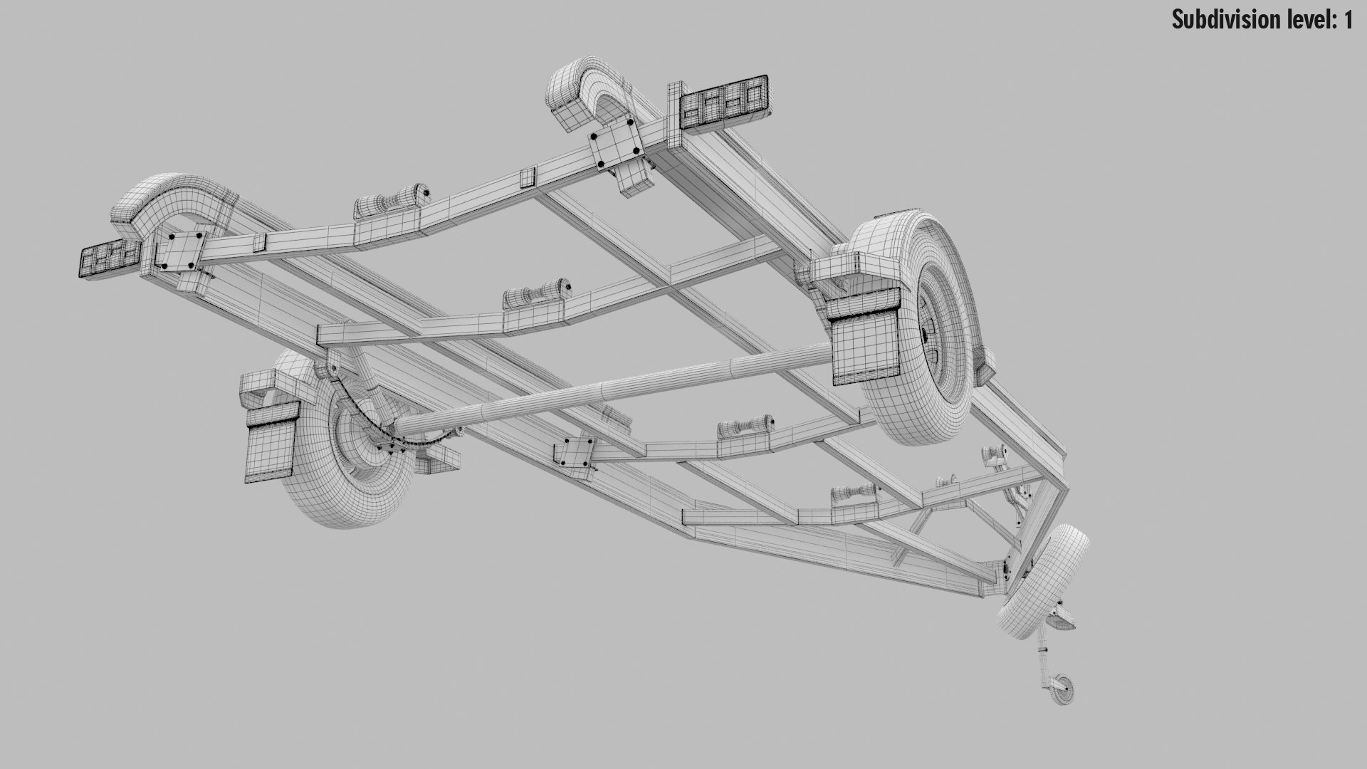 3D boat trailer single axle - TurboSquid 1596929