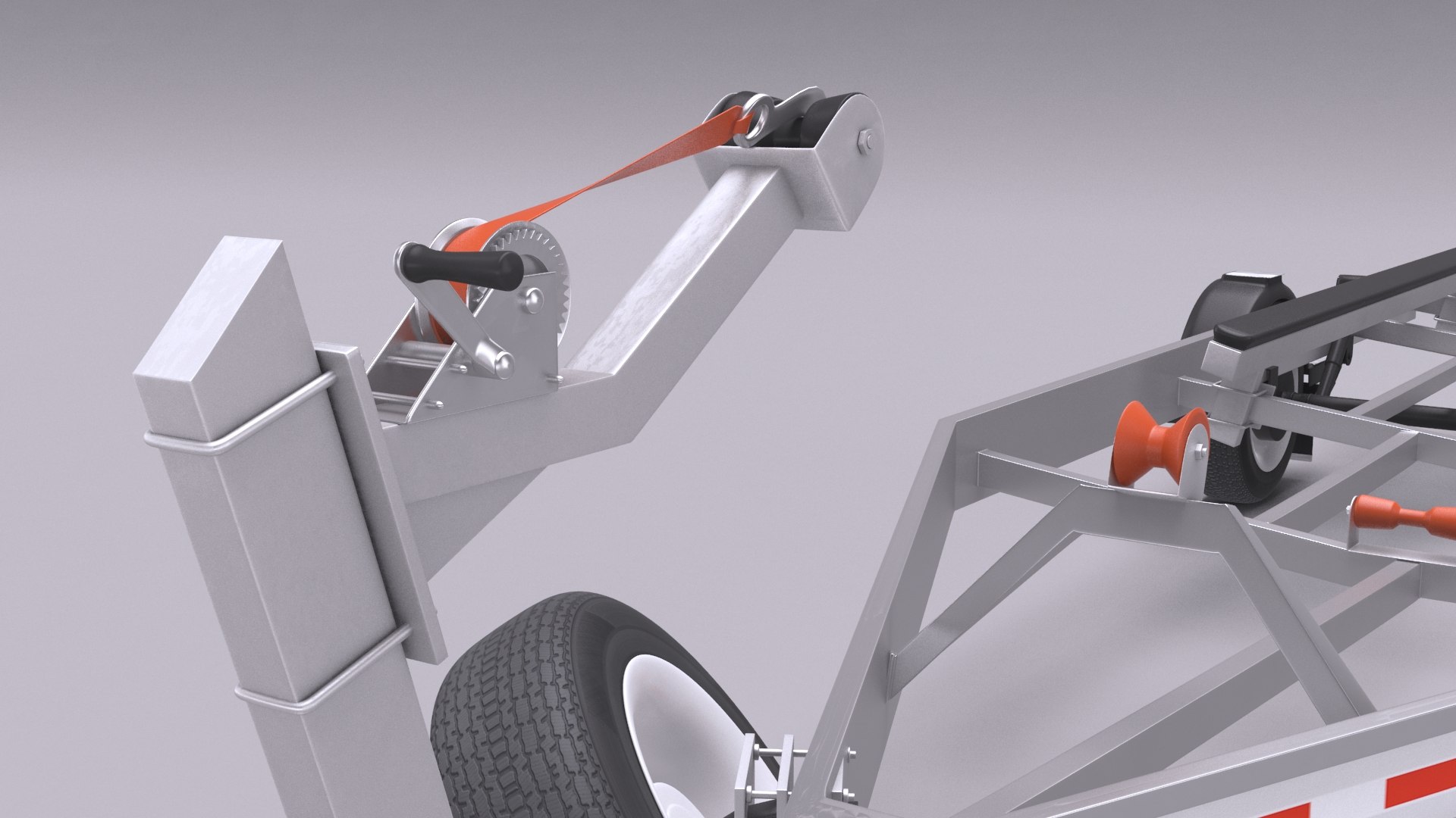 3D boat trailer single axle - TurboSquid 1596929