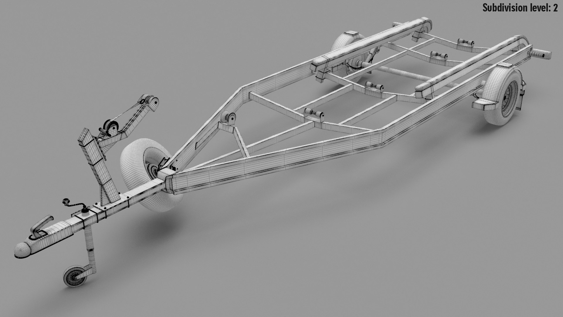 3D boat trailer single axle - TurboSquid 1596929