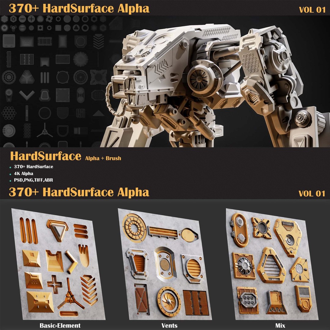 370 Hard Surface Alpha- VOL 01 3D Model - TurboSquid 2262934