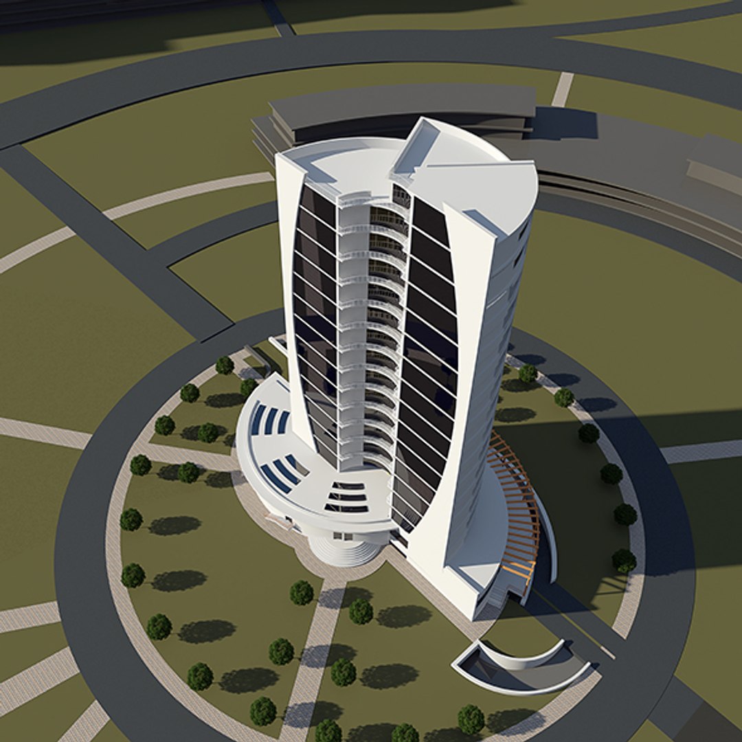 3d model of business centre building microdistrict