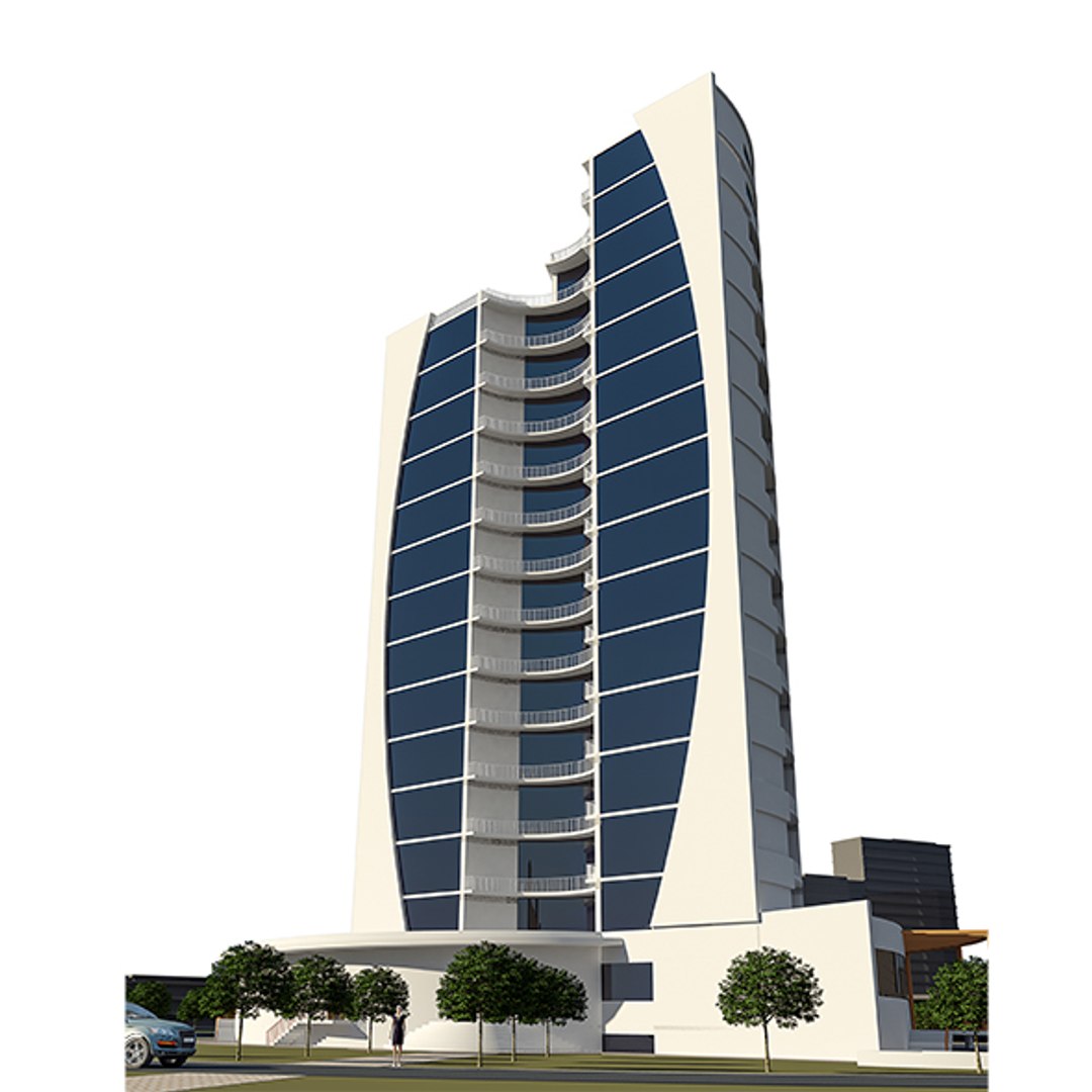 3d model of business centre building microdistrict