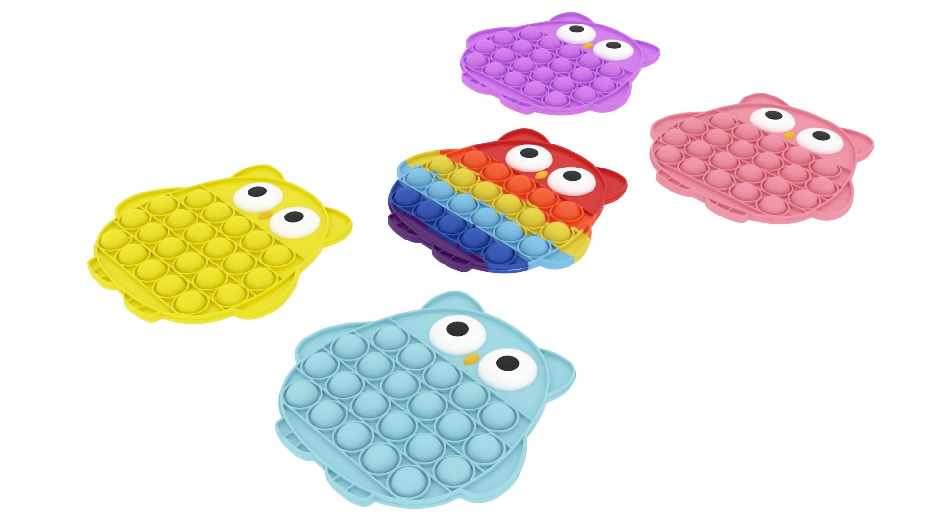 Owl Pop It Fidget Toys Set 3D - TurboSquid 1779076