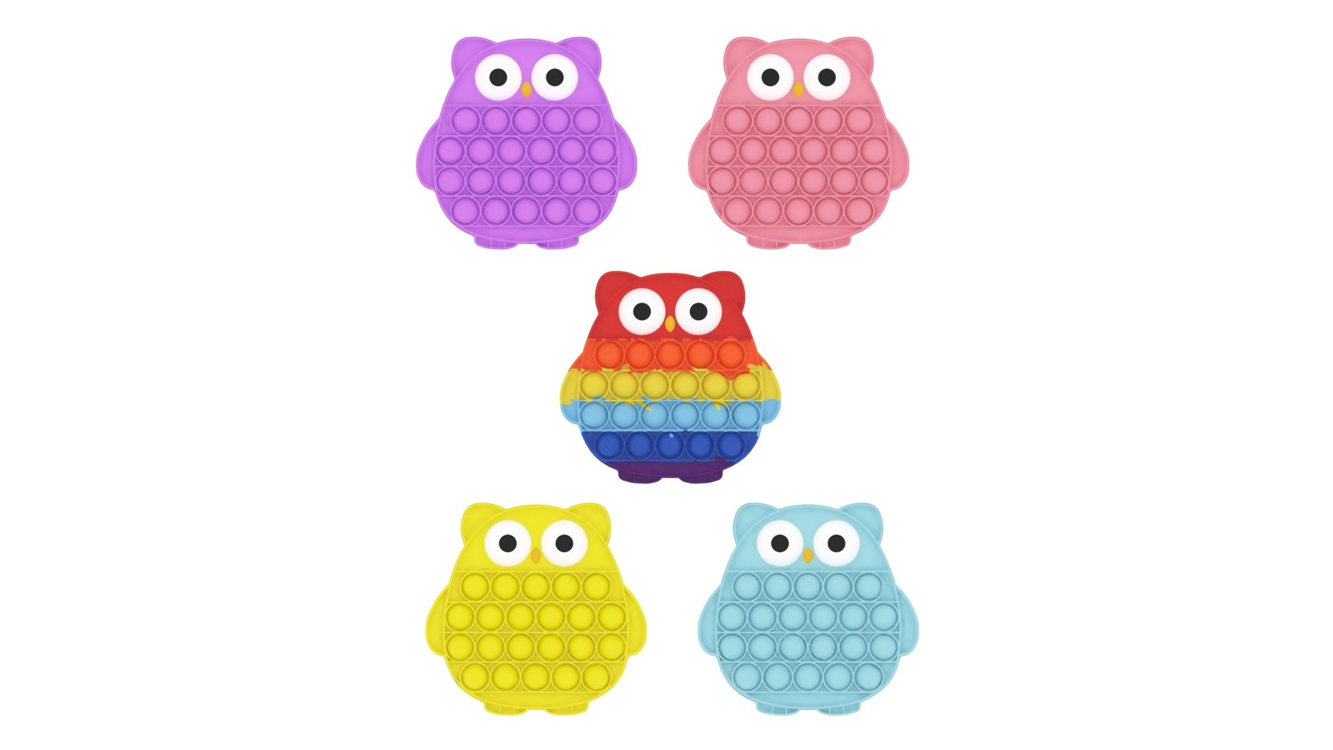 Owl Pop It Fidget Toys Set 3D - TurboSquid 1779076