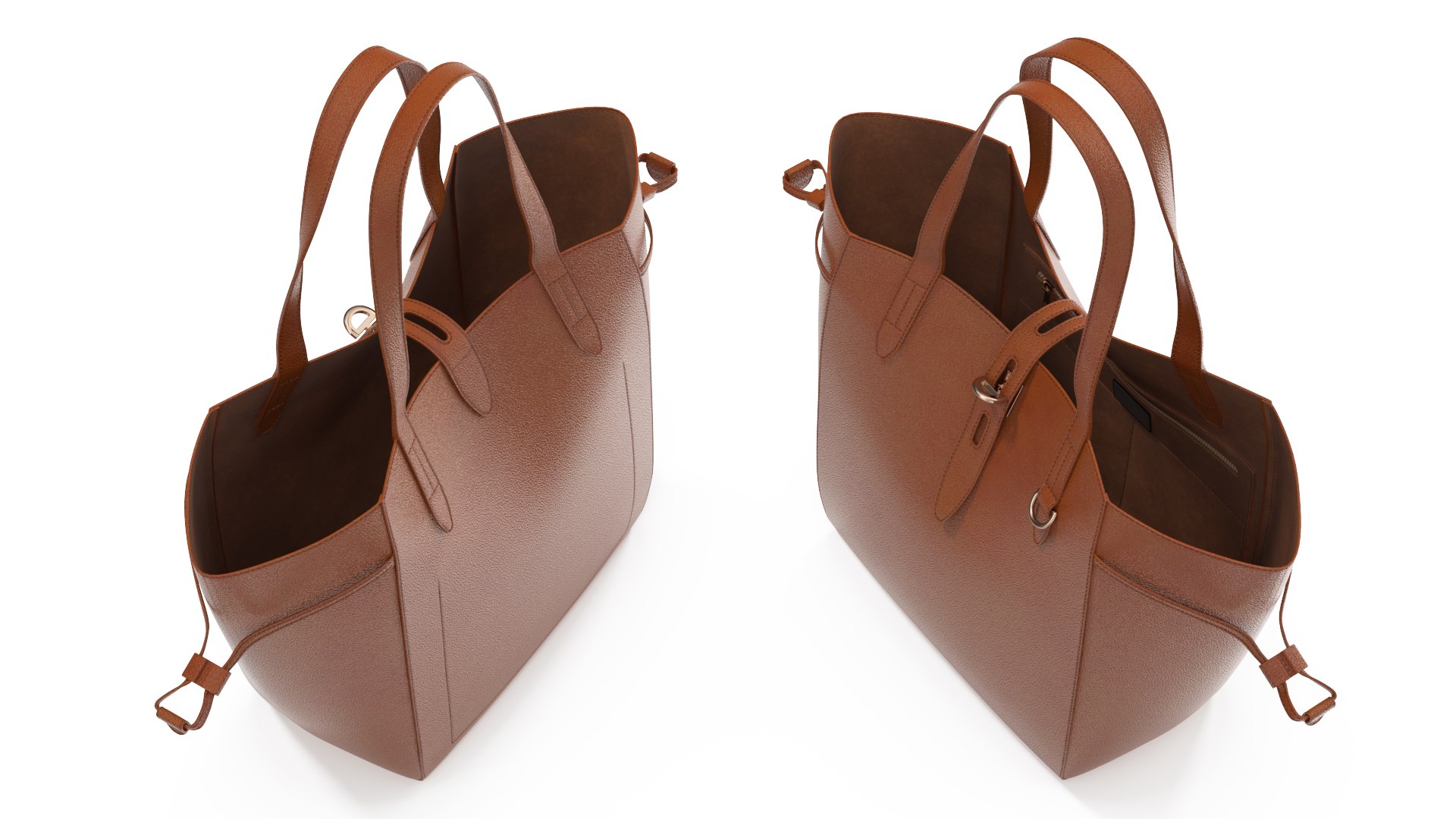 3D Brown Leather Tote Bag On Mannequin Model - TurboSquid 2097708