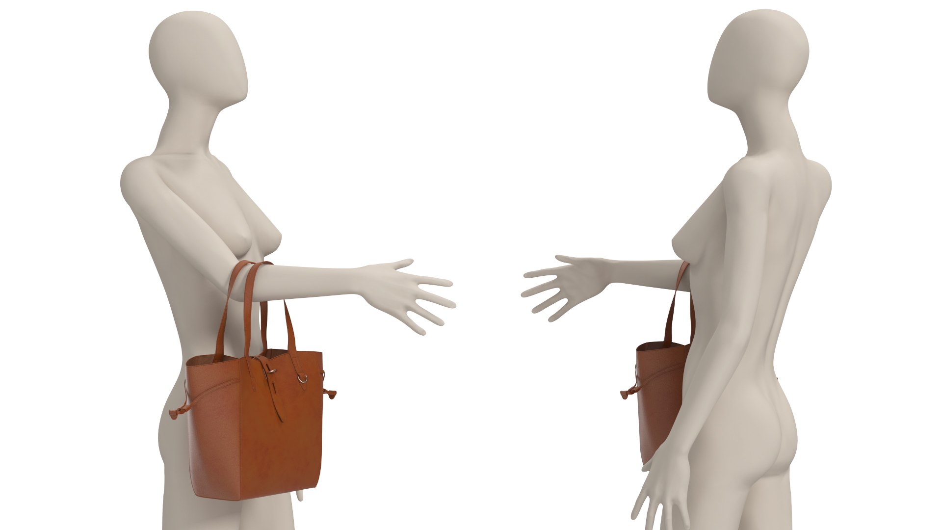3D Brown Leather Tote Bag On Mannequin Model - TurboSquid 2097708