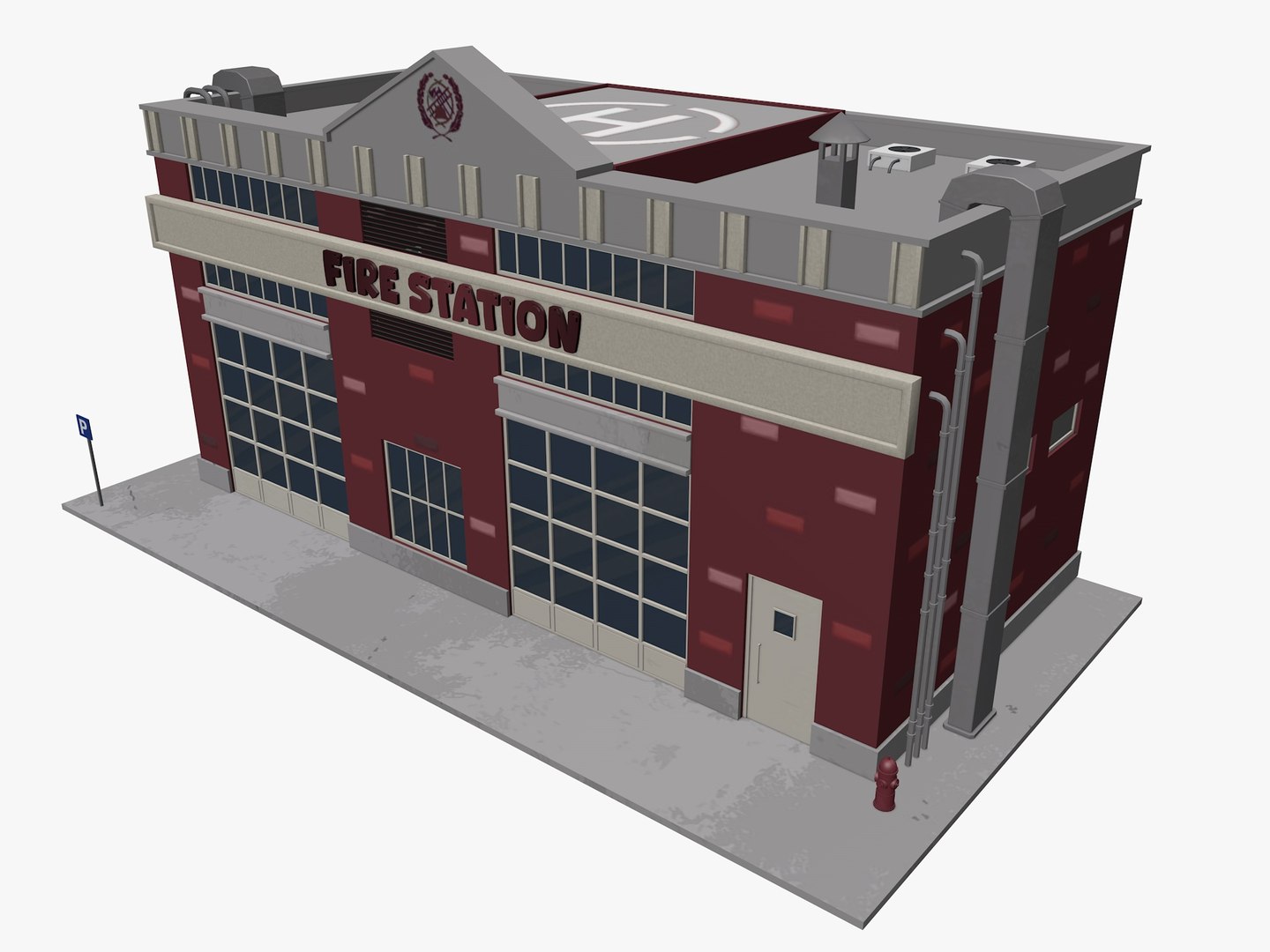 3D Cartoon Fire Station Model - TurboSquid 2227558