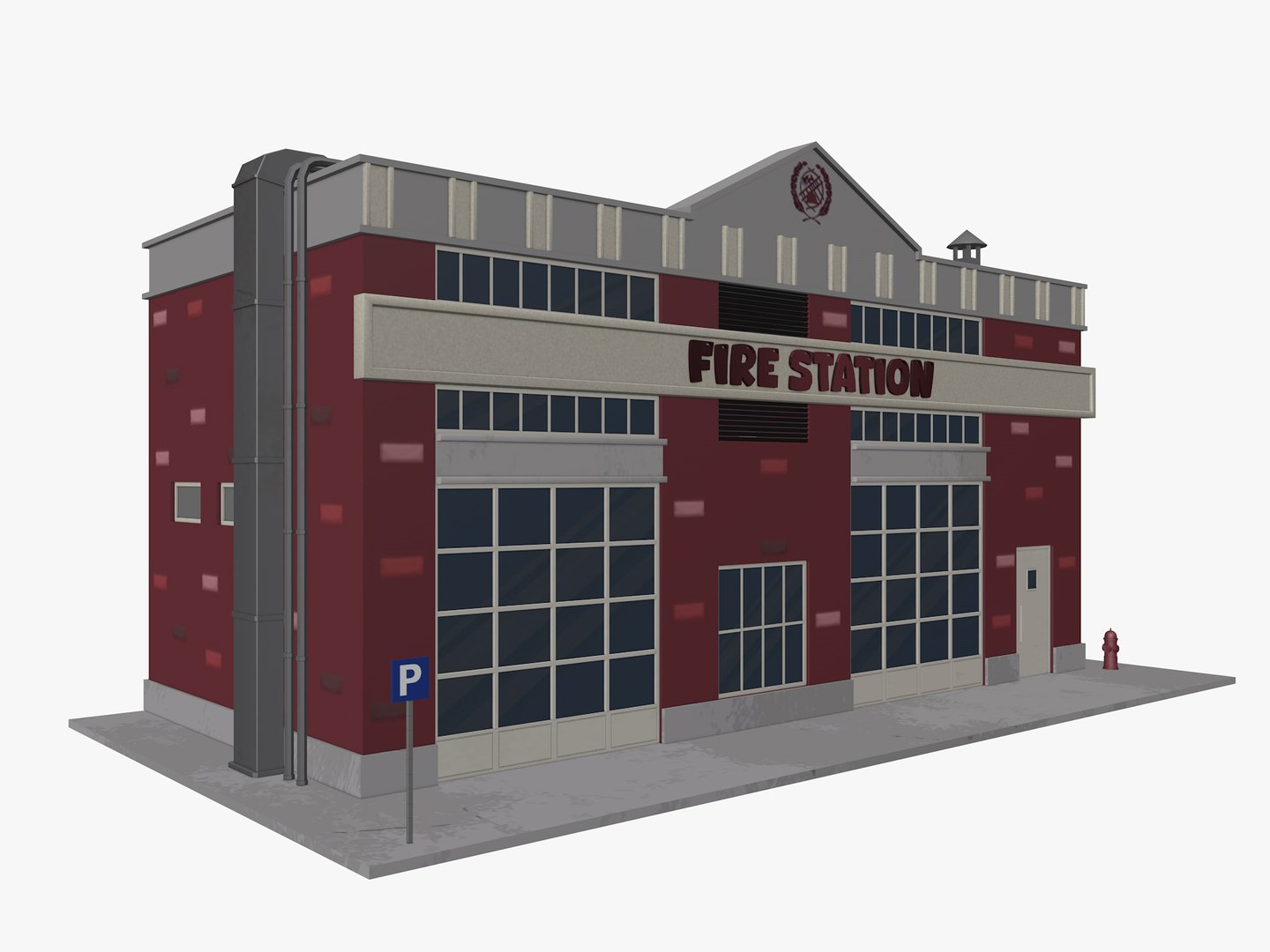3D Cartoon Fire Station Model - TurboSquid 2227558