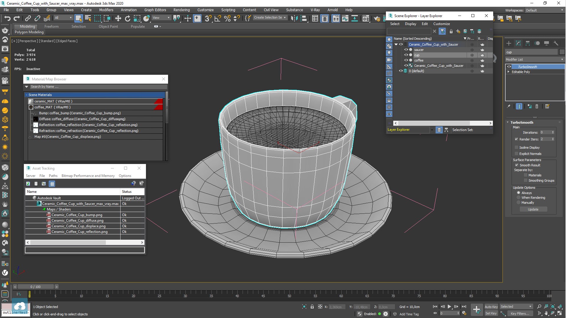 3D Model Ceramic Coffee Cup With Saucer - TurboSquid 2279317