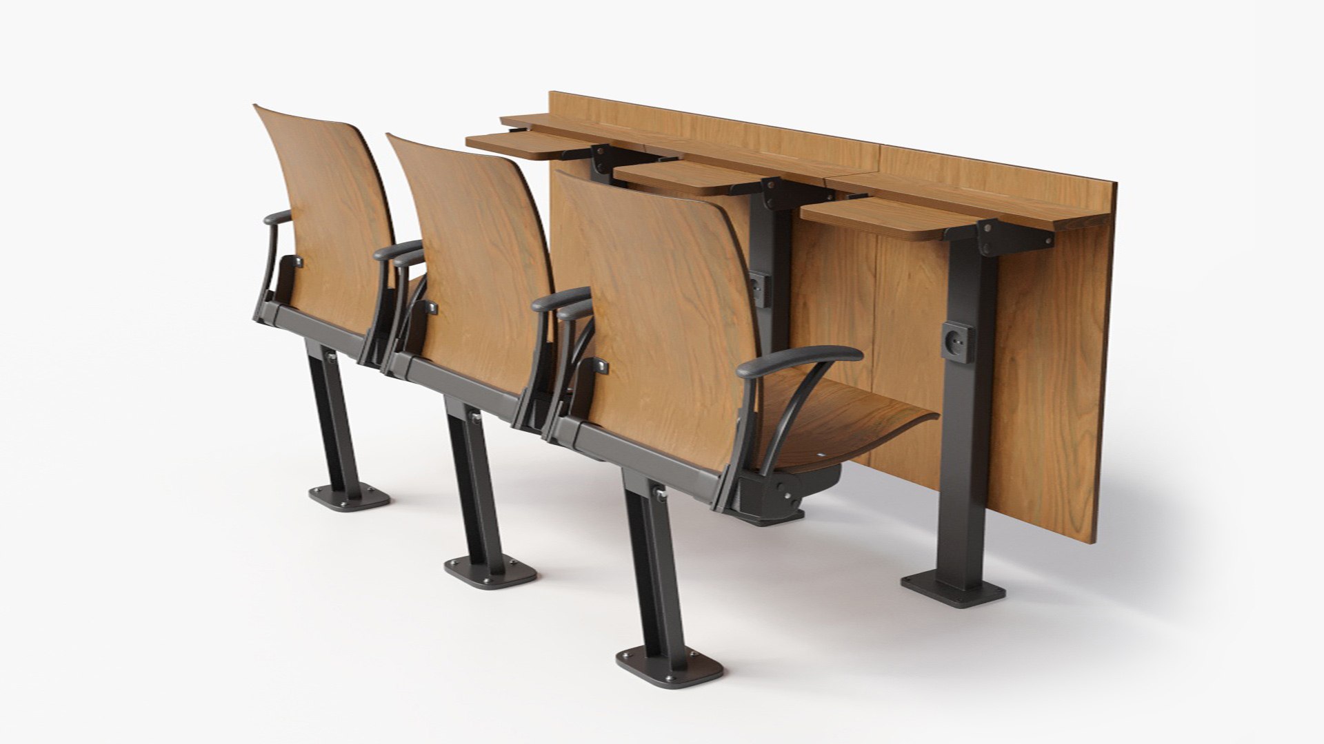 3D Model Auditorium Chairs And Tables Dark Wood - TurboSquid 1957891