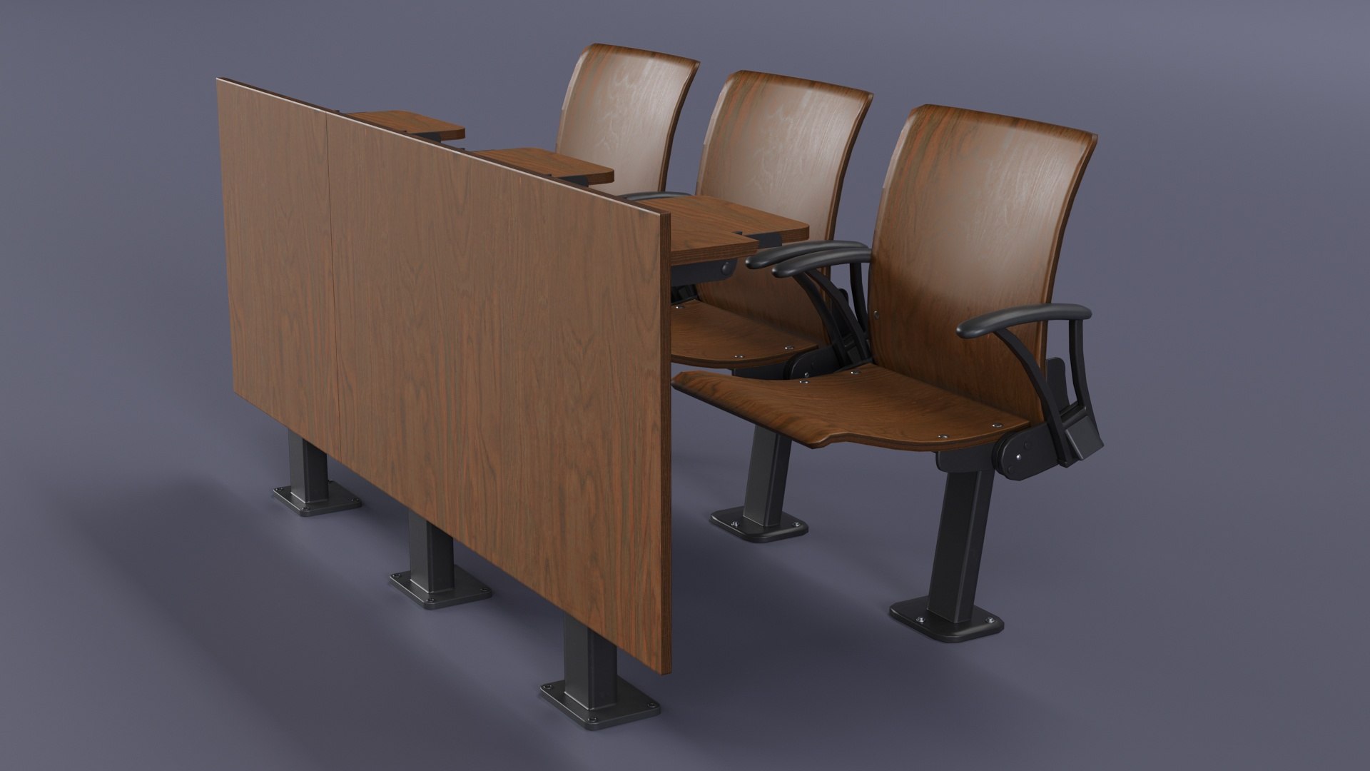 3D Model Auditorium Chairs And Tables Dark Wood - TurboSquid 1957891