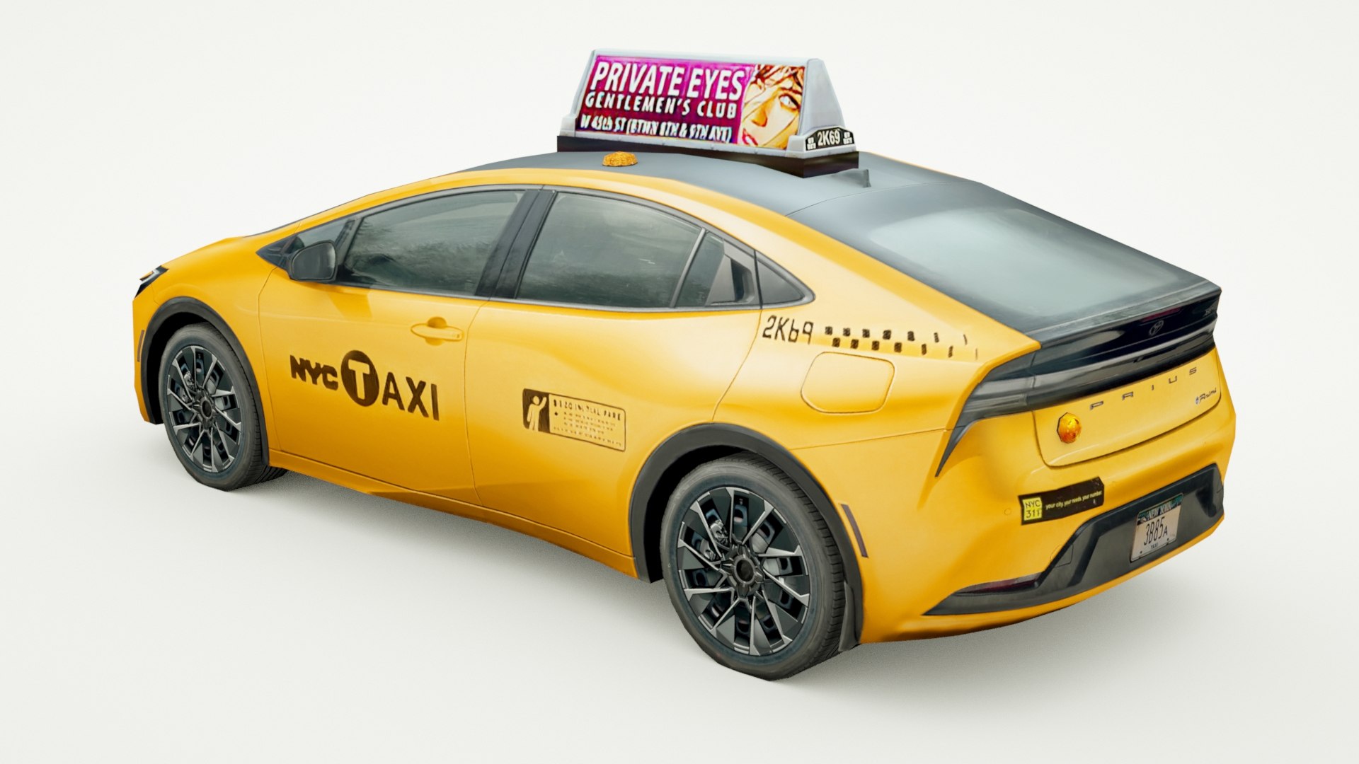 3D Toyota Prius Prime 2023 Taxi Model - TurboSquid 2089616