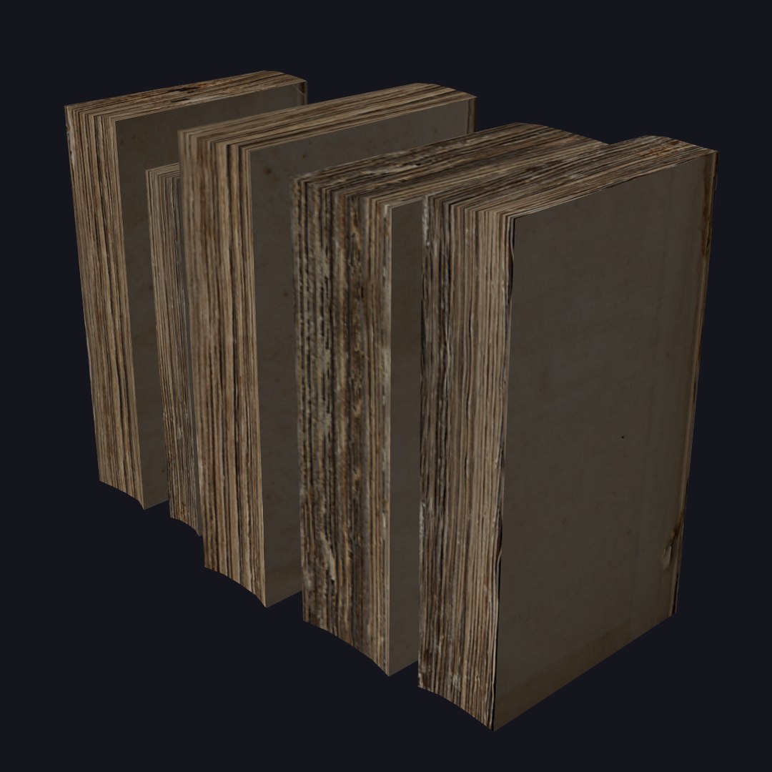 3d model old damaged books