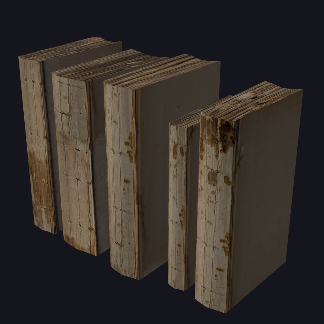 3d model old damaged books