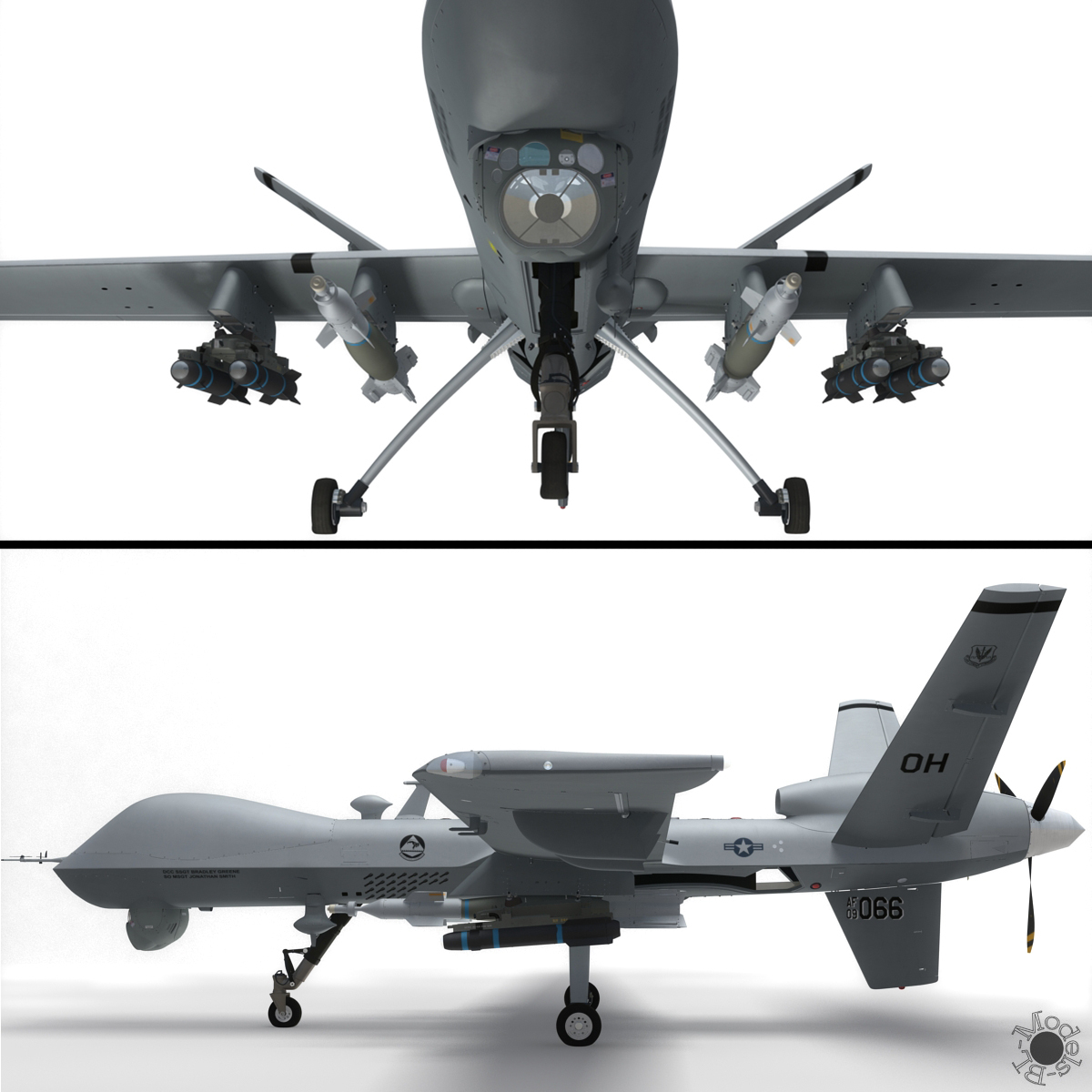 3d mq-9 reaper military aircraft