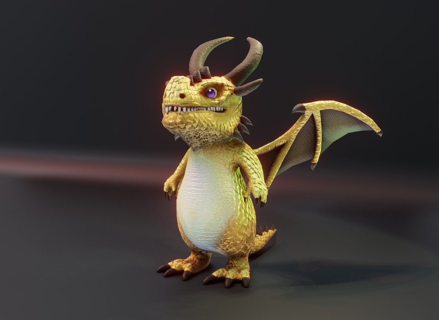 3D Cartoon Brass Dragon Animated Low-poly 3D Model - TurboSquid 2194343