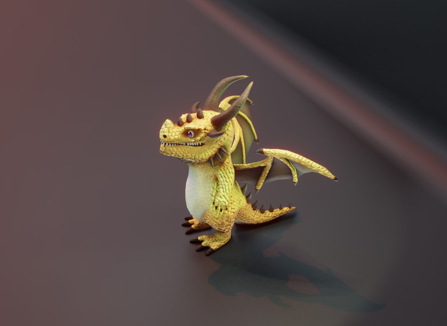 3D Cartoon Brass Dragon Animated Low-poly 3D Model - TurboSquid 2194343