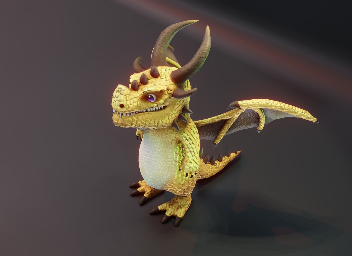 3D Cartoon Brass Dragon Animated Low-poly 3D Model - TurboSquid 2194343