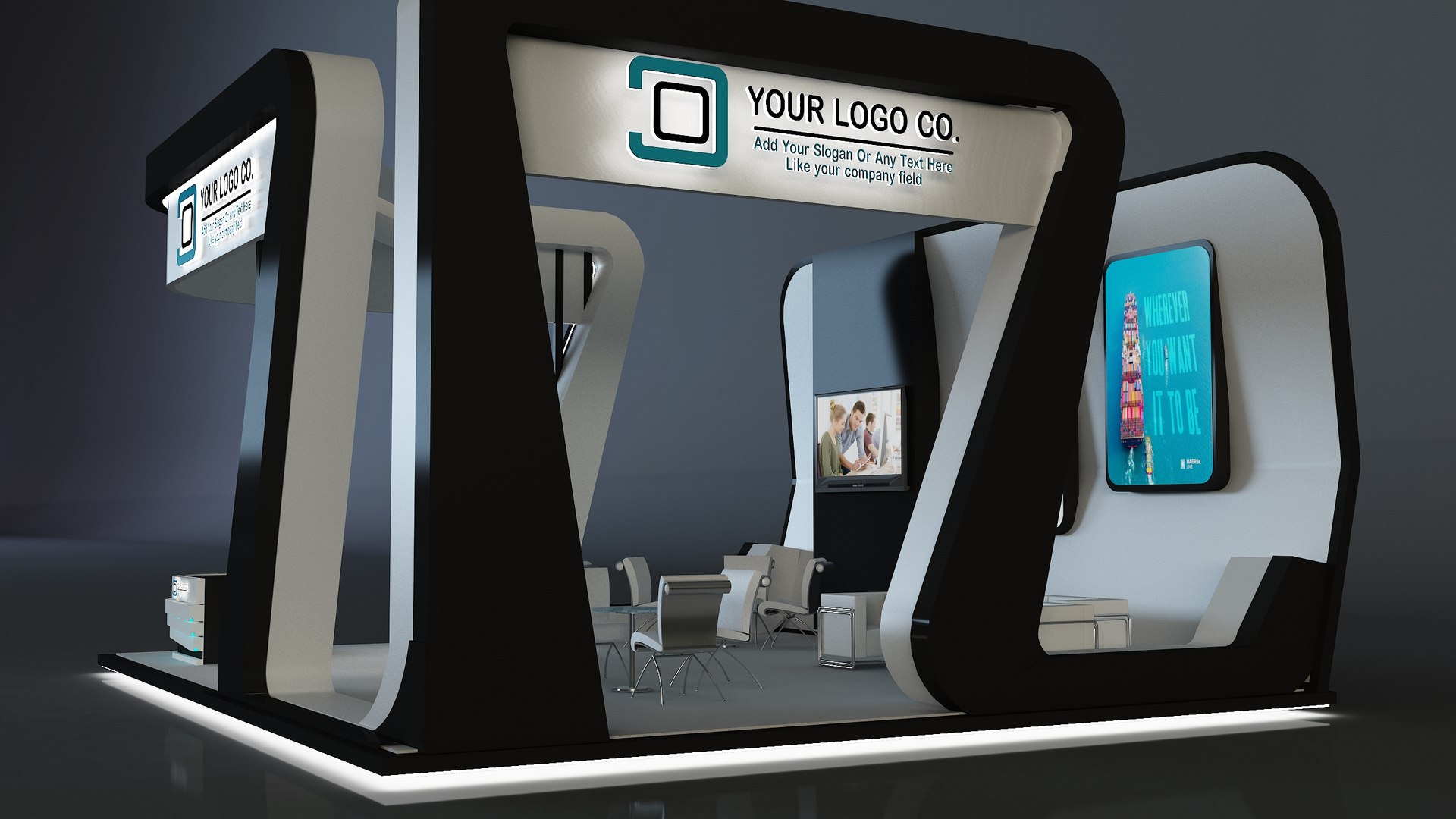 Booth Exhibition Stand A671b 3D - TurboSquid 2321327