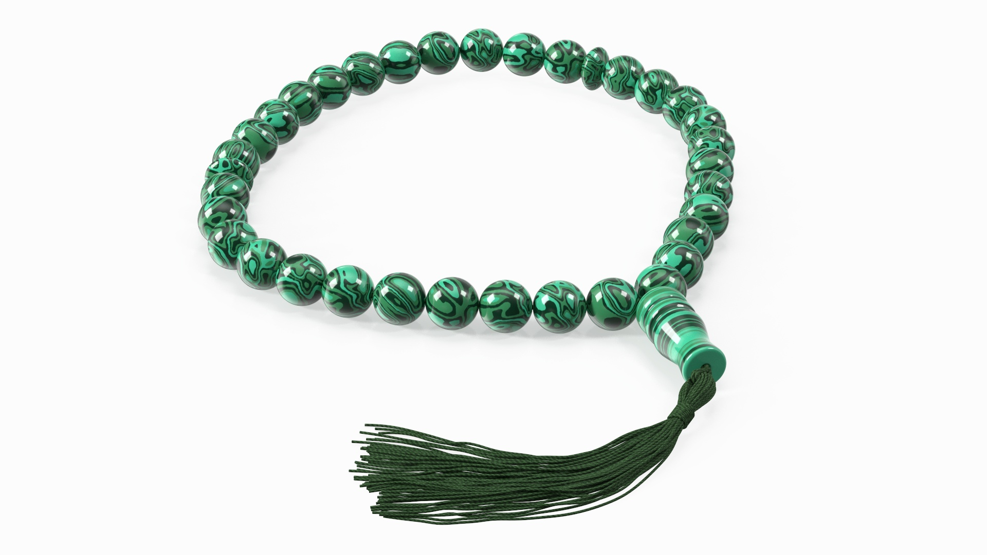 Traditional Islamic Prayer Beads With Tassel Green 3D Model ...